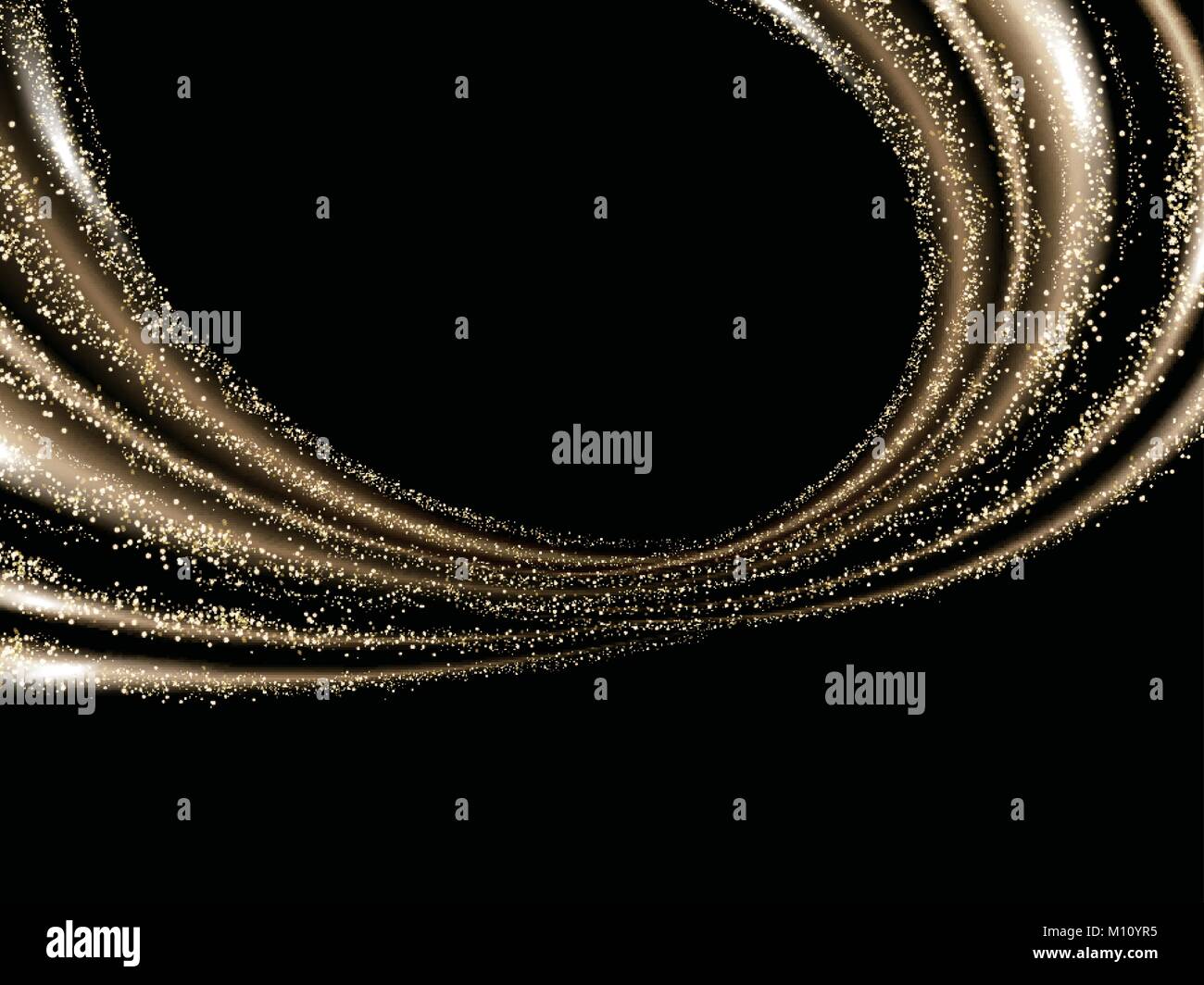 Glittering decorative elements, wavy golden light effect isolated on ...