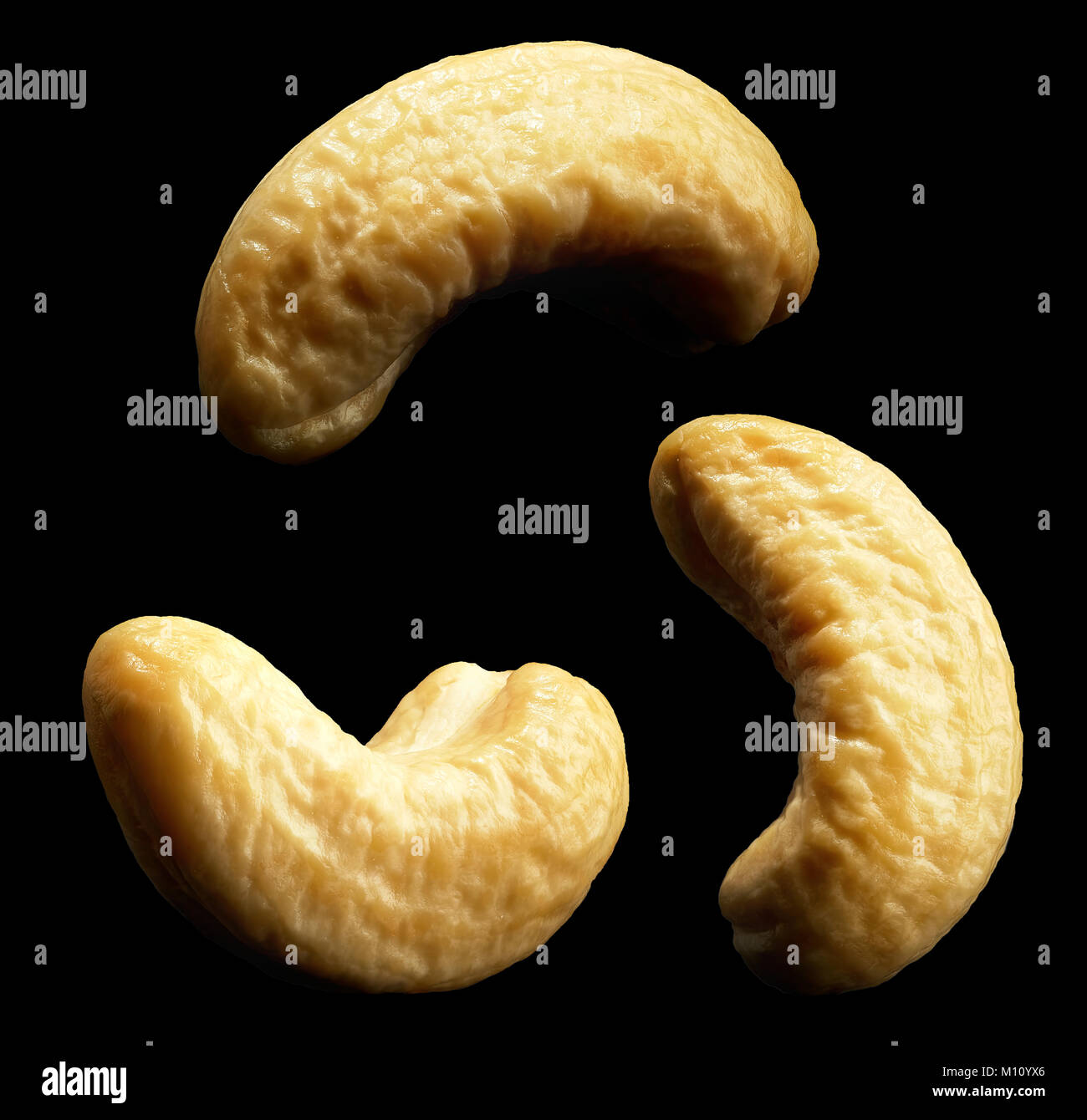 Group of cashew on black background. Close-up Stock Photo - Alamy