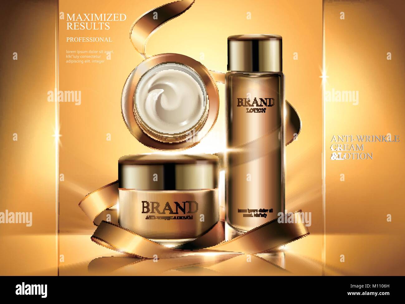 Anti-wrinkle product ads, cosmetic cream jar and lotion mockup with ...