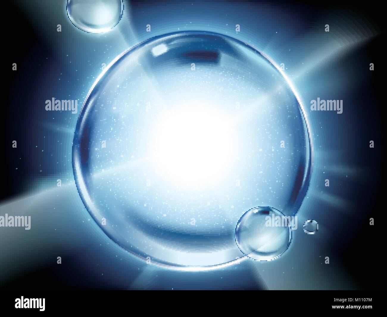 Abstract giant bubbles element, clear bubbles with glitter light in ...