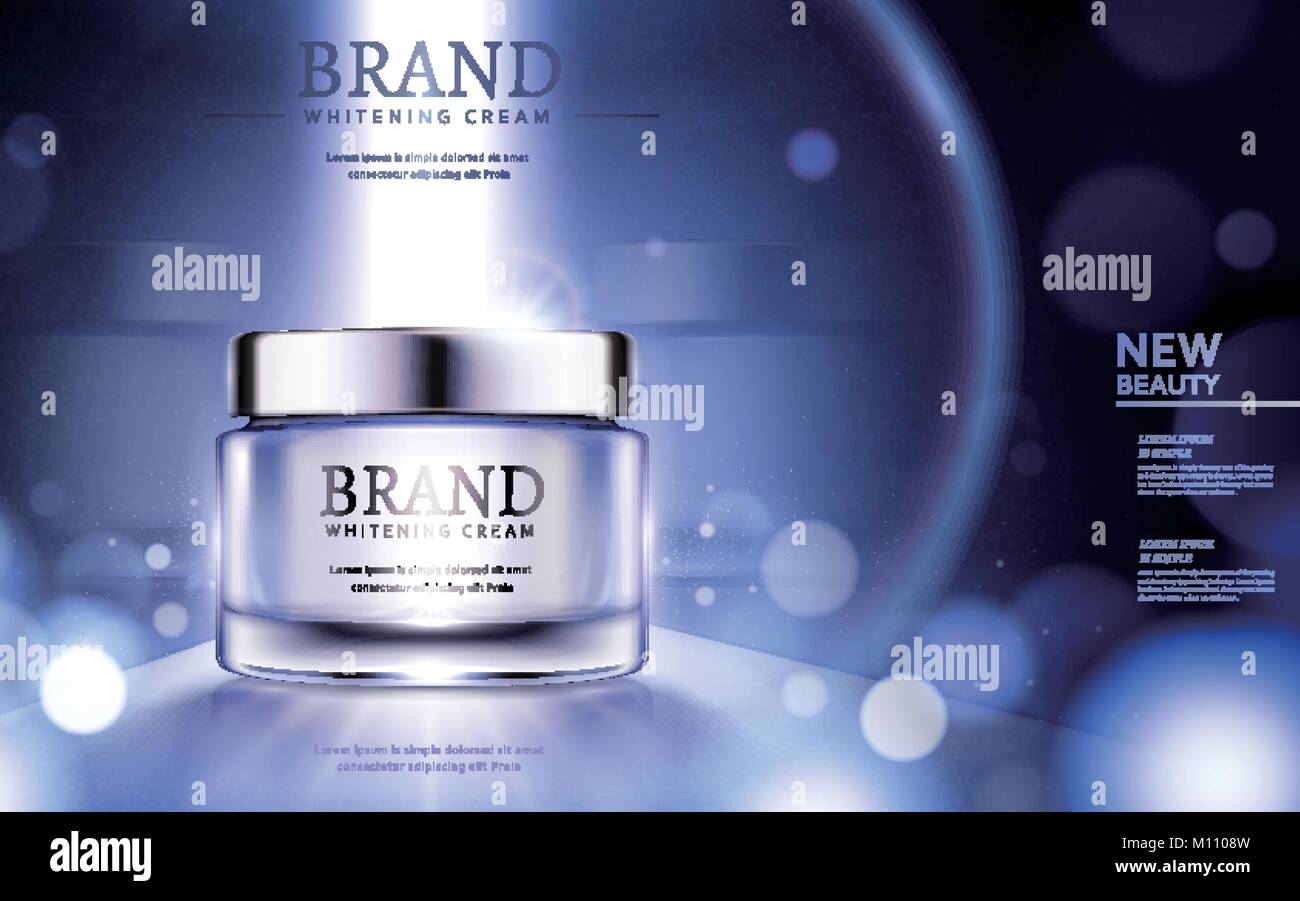 Whitening cream ads, cosmetic product ads with particles and strong ...