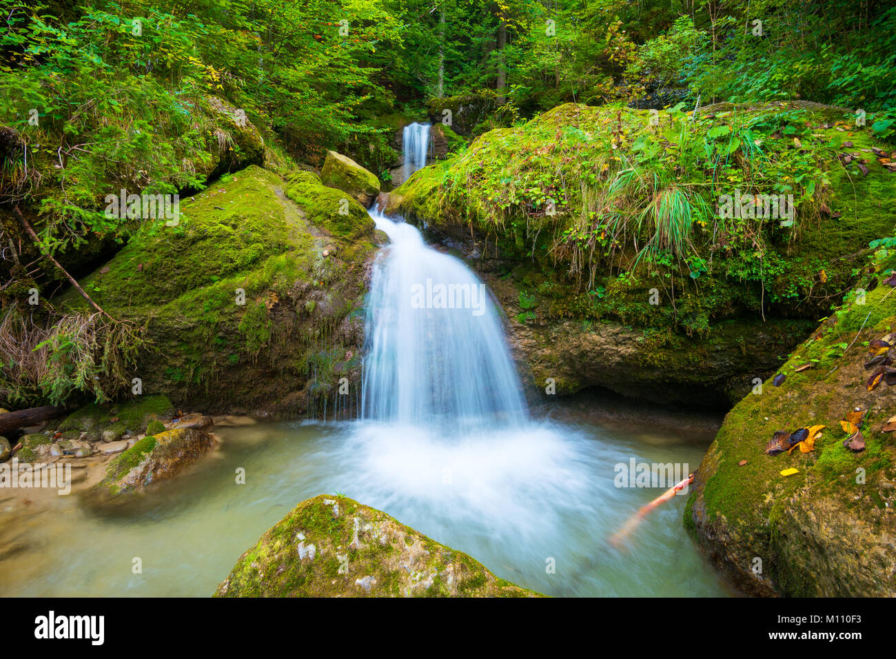 Waterfall in a Bavarian forest Stock Photo - Alamy