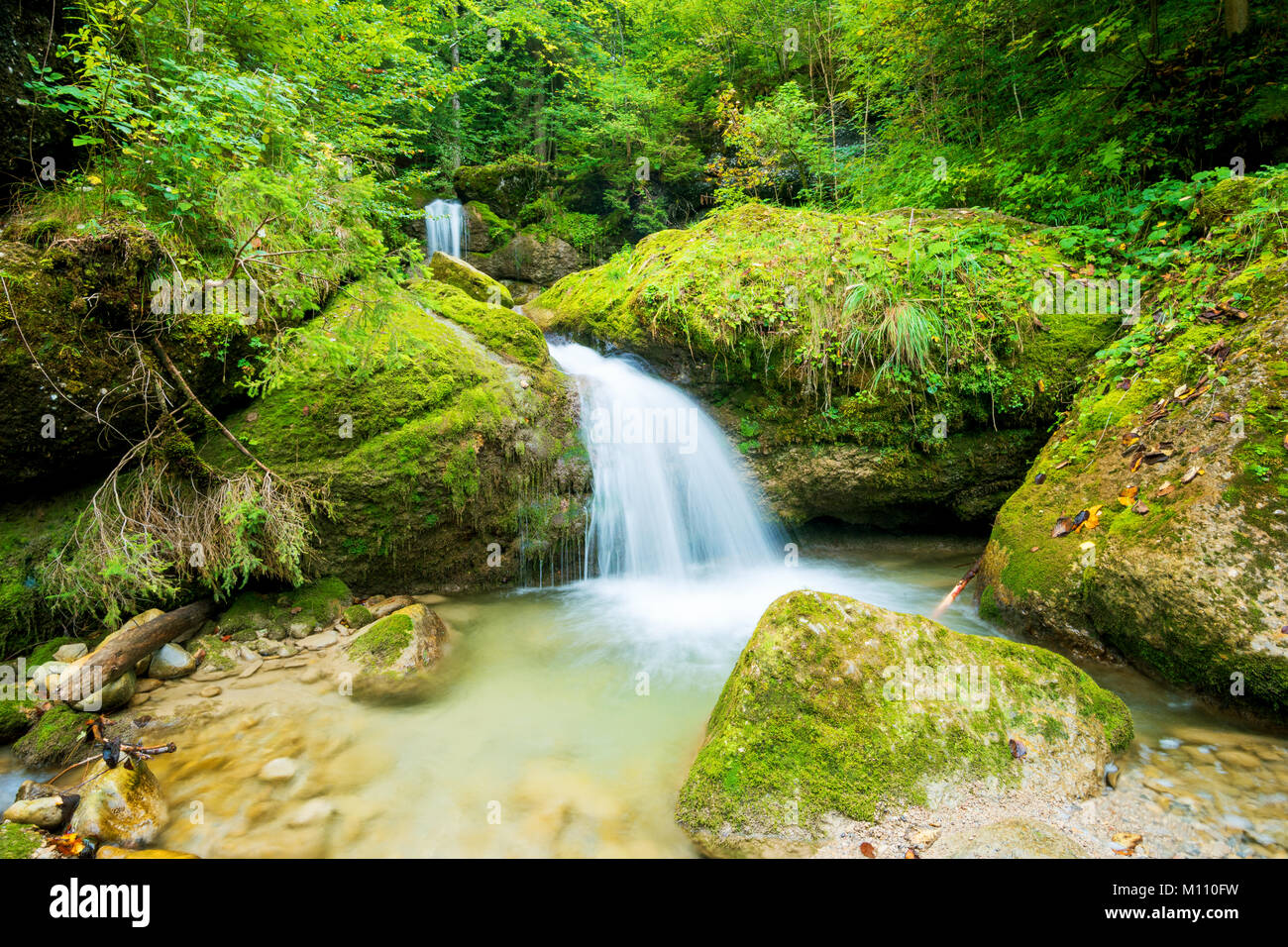 Waterfall in a Bavarian forest Stock Photo - Alamy