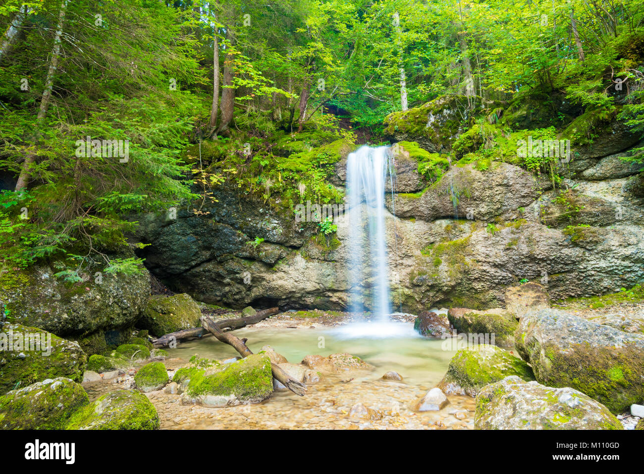 Waterfall in a Bavarian forest Stock Photo - Alamy