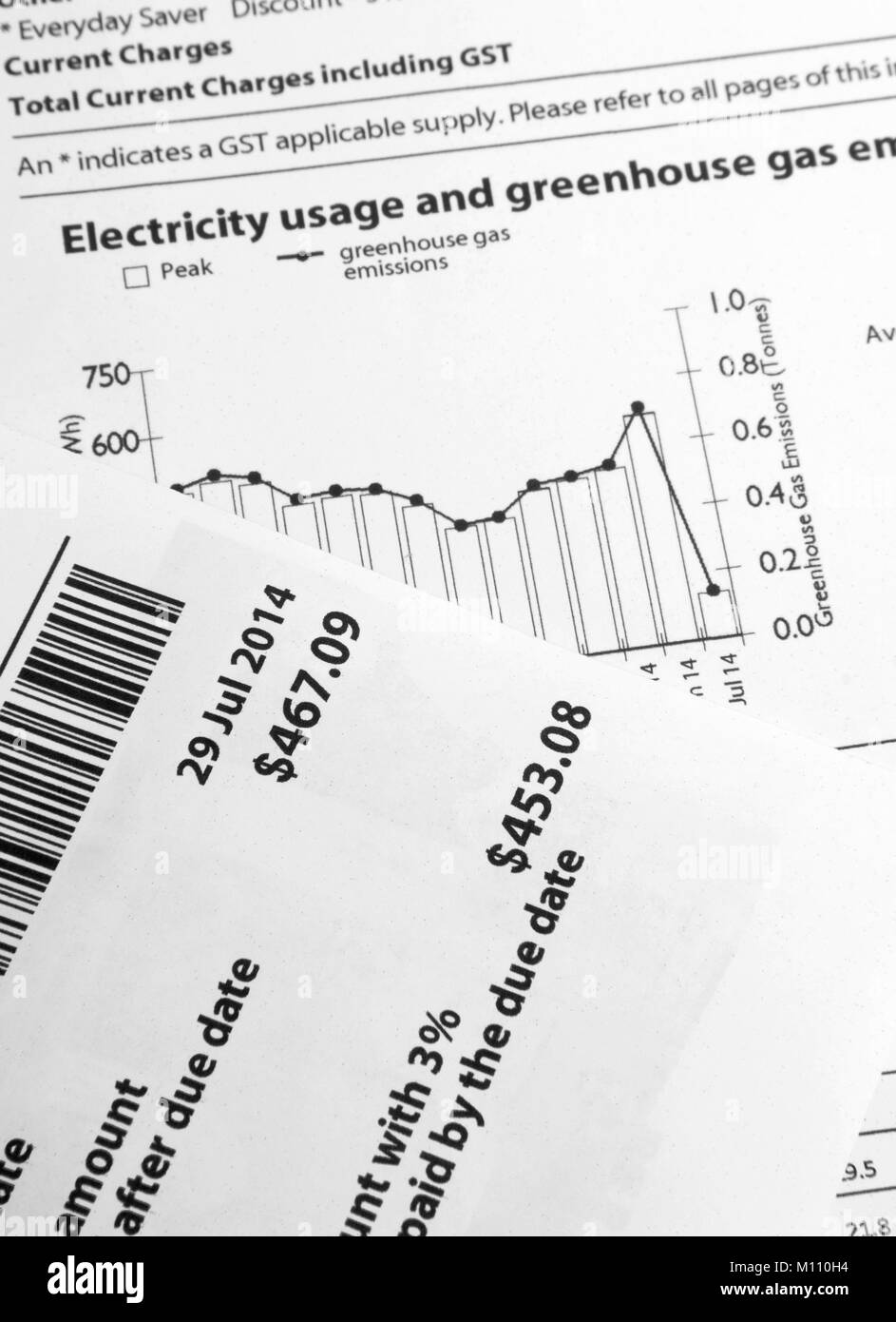Electricity paper bill closeup Stock Photo - Alamy