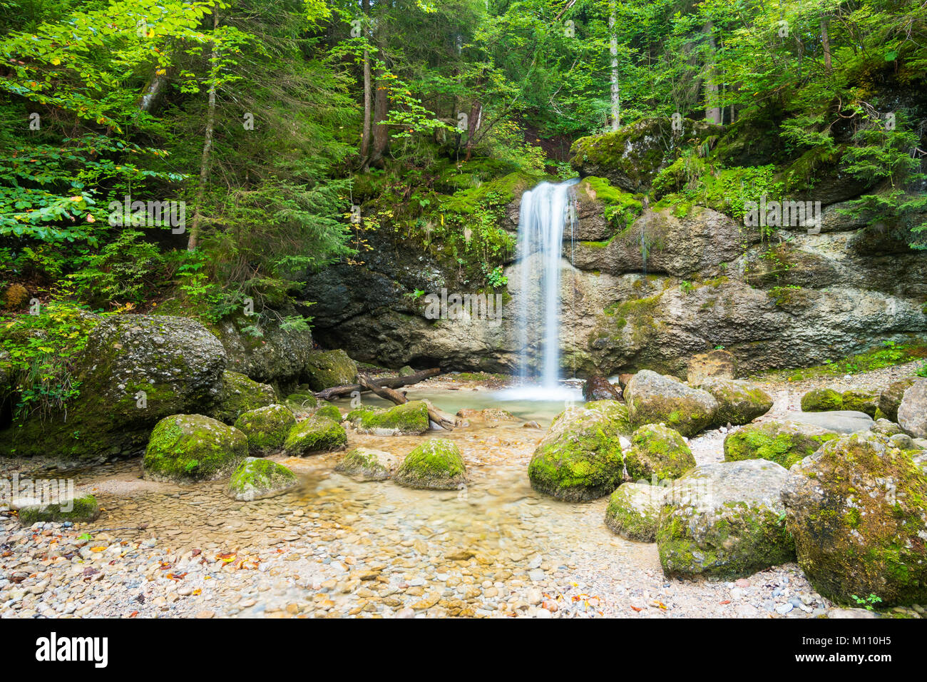Waterfall in a Bavarian forest Stock Photo - Alamy