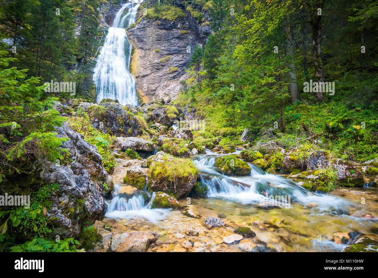 Waterfall in a Bavarian forest Stock Photo - Alamy