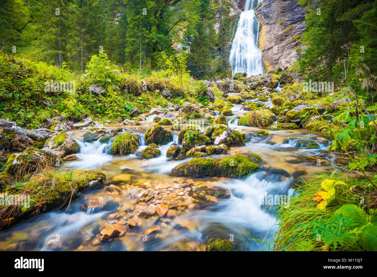 Waterfall in a Bavarian forest Stock Photo - Alamy