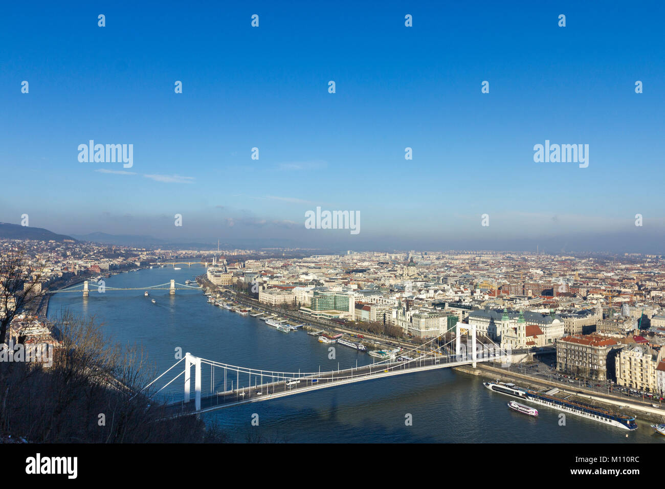 Elizabeth bridge in Budapest view from Gellert Hill Citadel Stock Photo ...