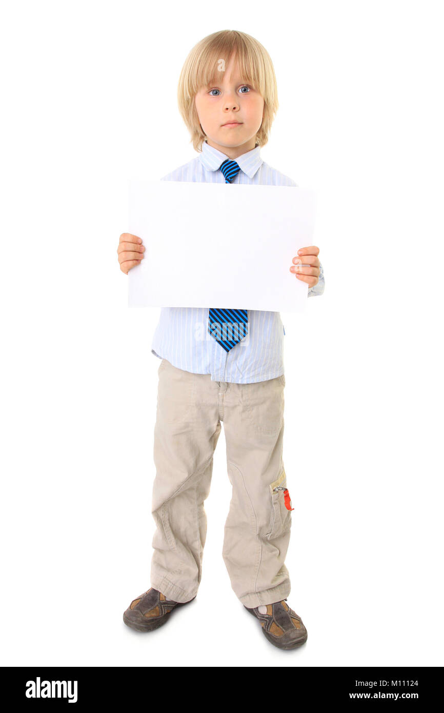 child holding blank sign over white Stock Photo - Alamy