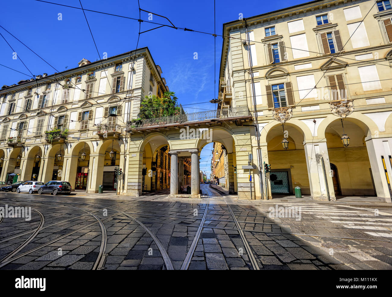 City street in the Old Town of Turin, Italy Stock Photo - Alamy