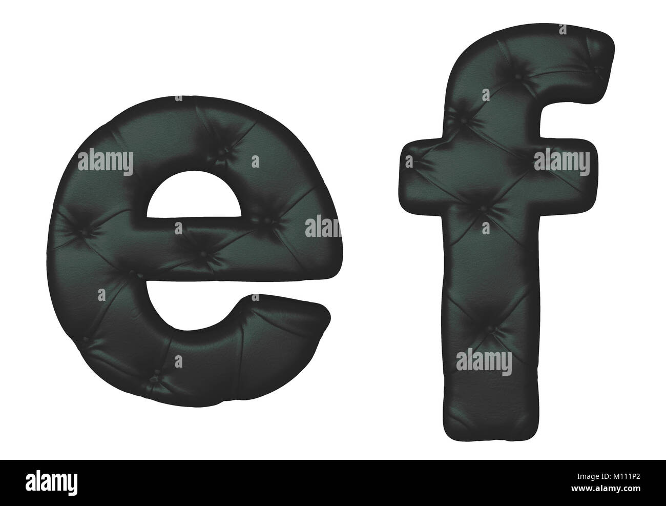 Luxury black leather font E F letters isolated on white Stock Photo - Alamy