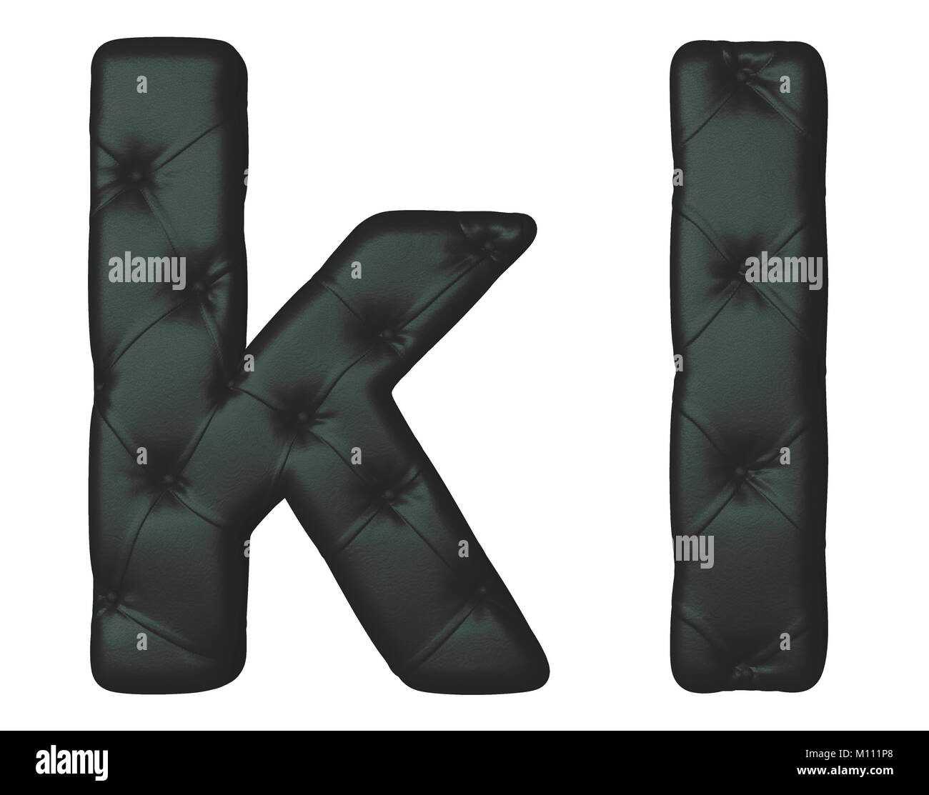 Luxury black leather font K L letters isolated on white Stock Photo - Alamy