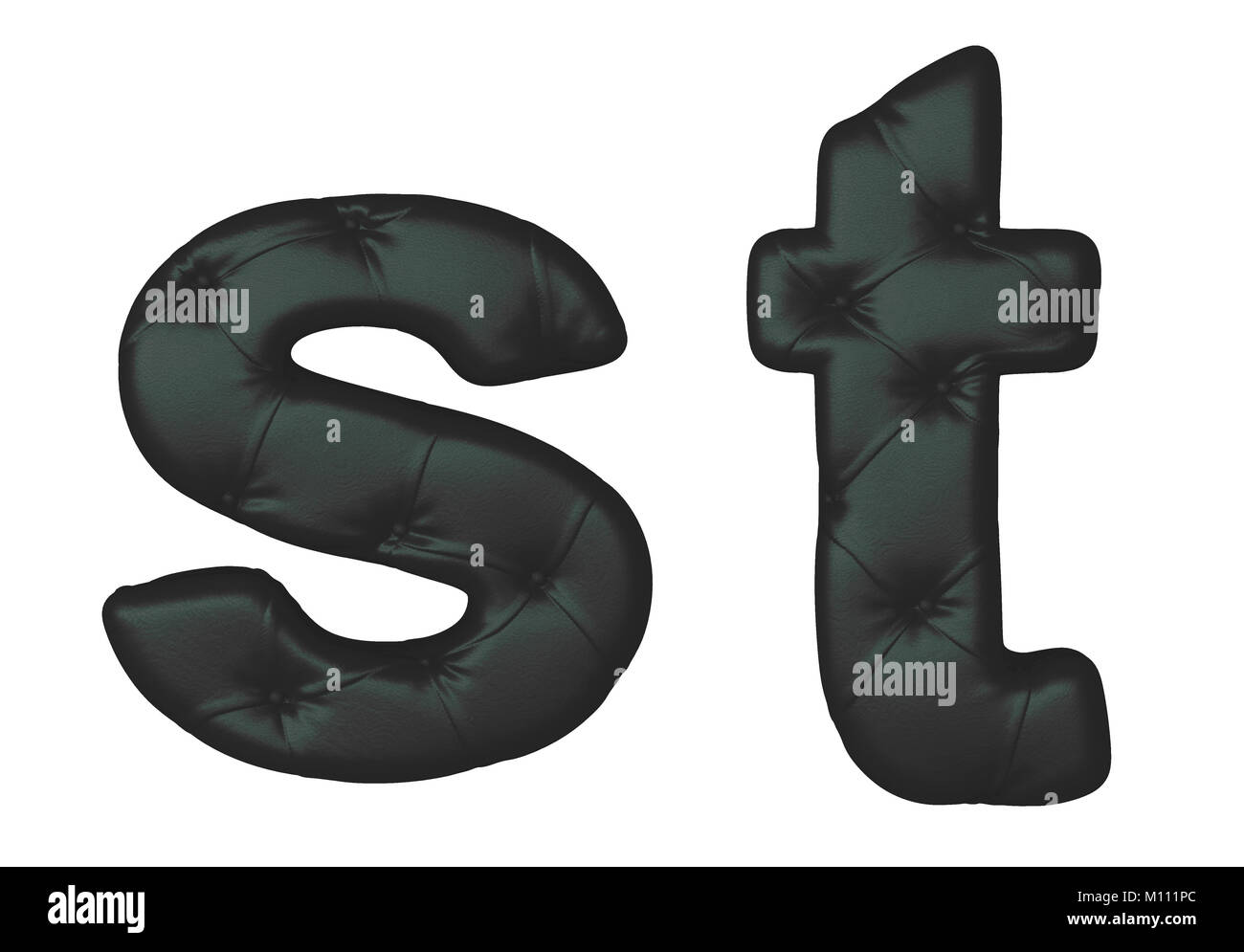 Luxury black leather font S T letters isolated on white Stock Photo - Alamy