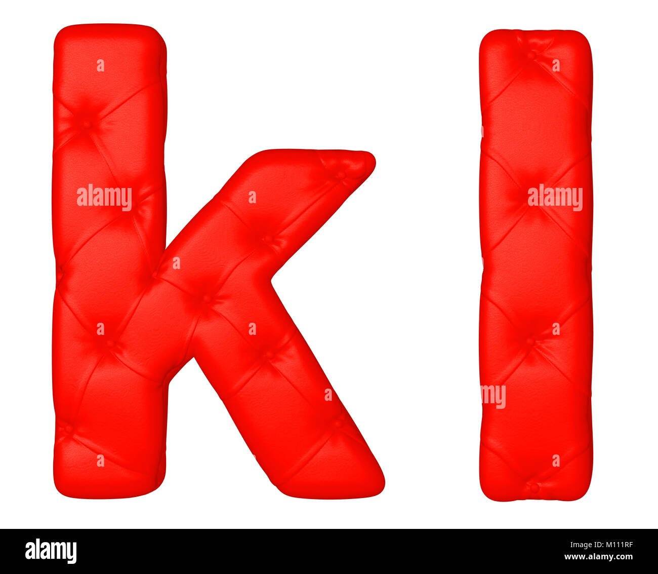 Luxury red leather font K L letters isolated on white Stock Photo - Alamy