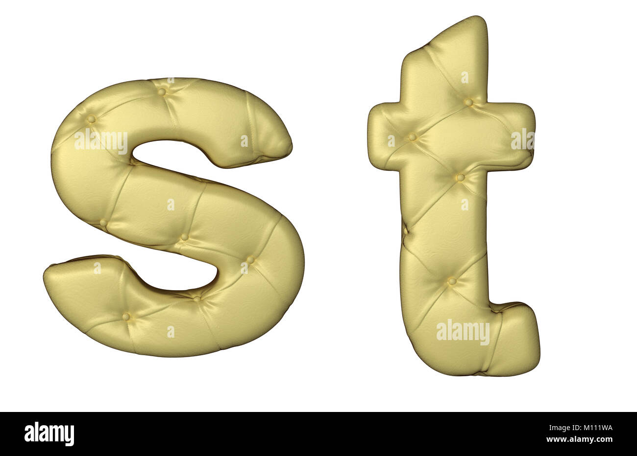 Luxury beige leather font S T letters isolated on white Stock Photo - Alamy