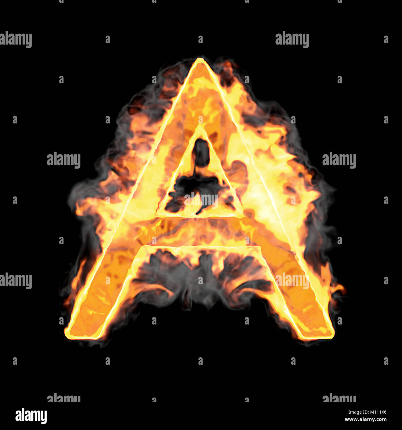 Burning flame font letter over hi-res stock photography and images - Alamy