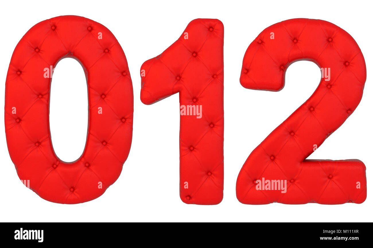 Luxury red leather font 0 1 2 numerals isolated on white Stock Photo ...