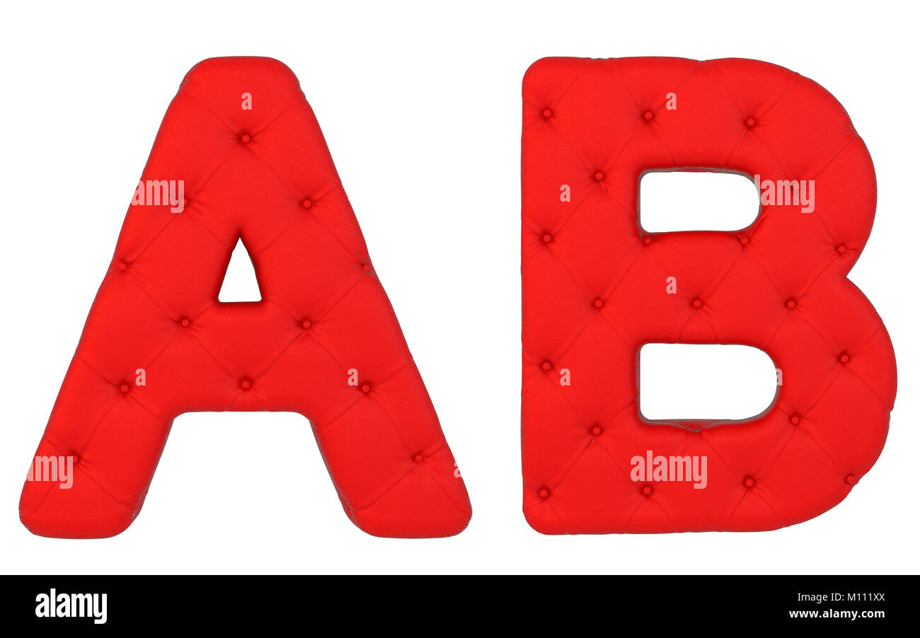 Luxury red leather font A B letters isolated on white Stock Photo - Alamy