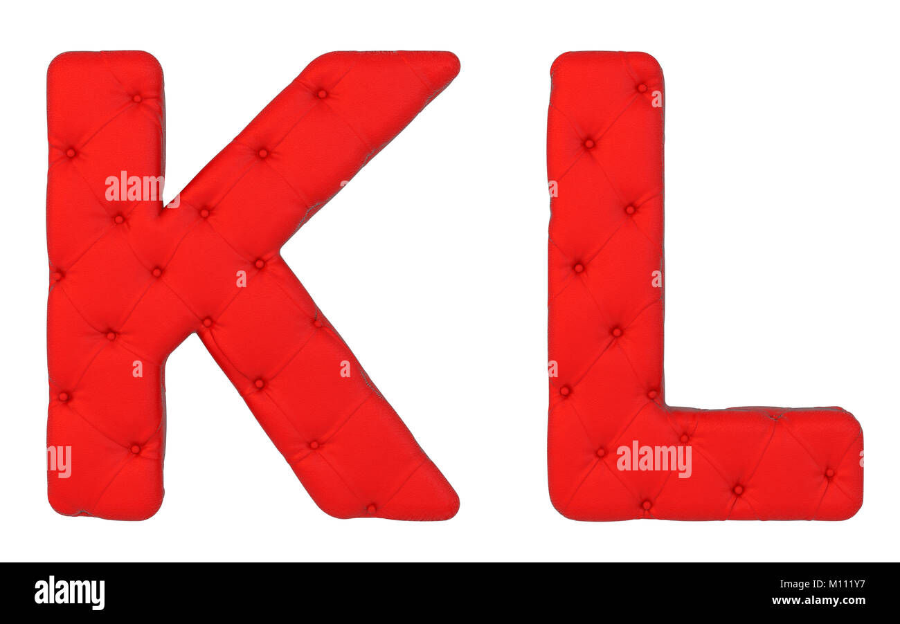 Luxury red leather font K L letters isolated on white Stock Photo - Alamy