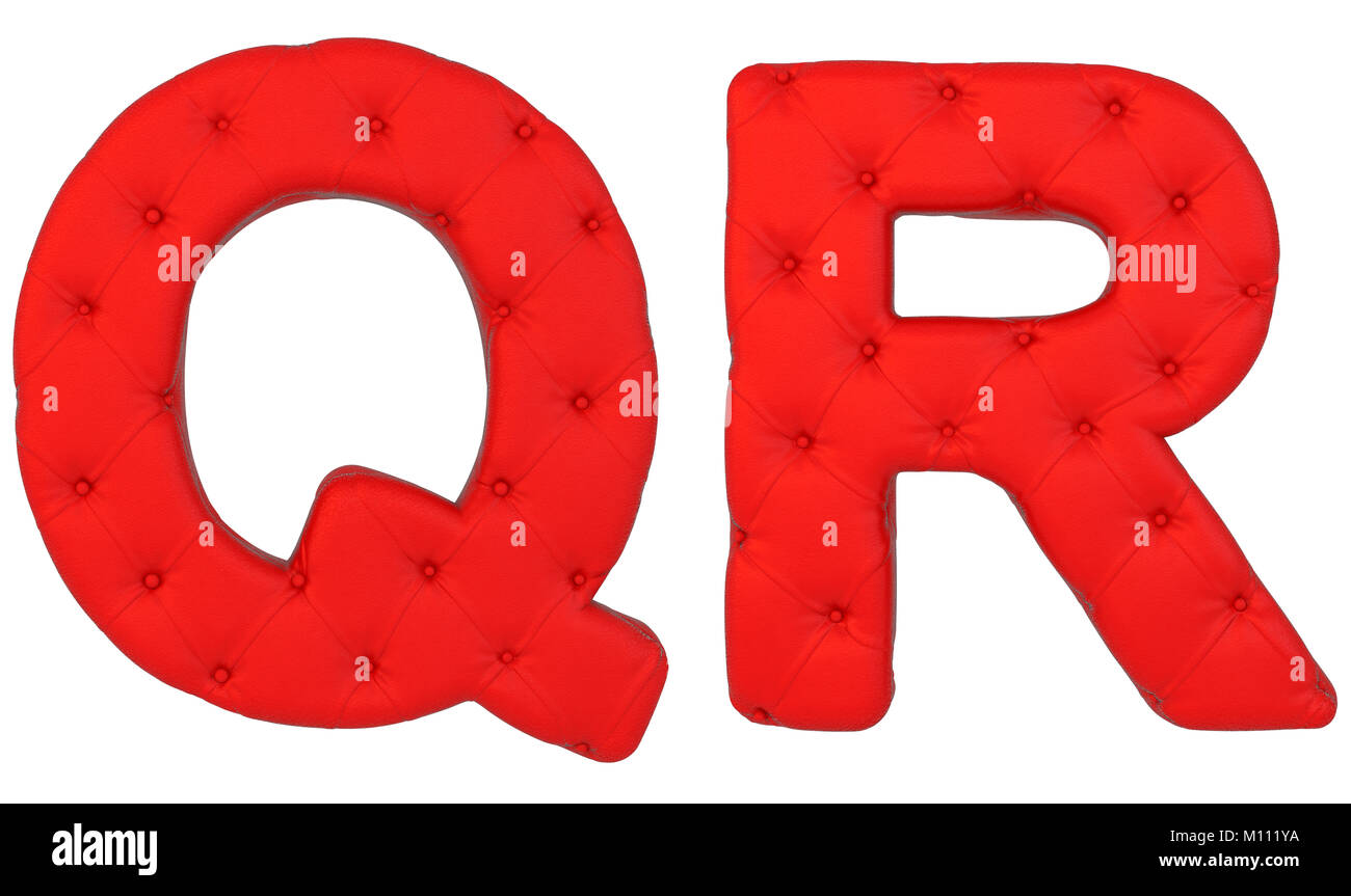 Luxury red leather font Q R letters isolated on white Stock Photo - Alamy