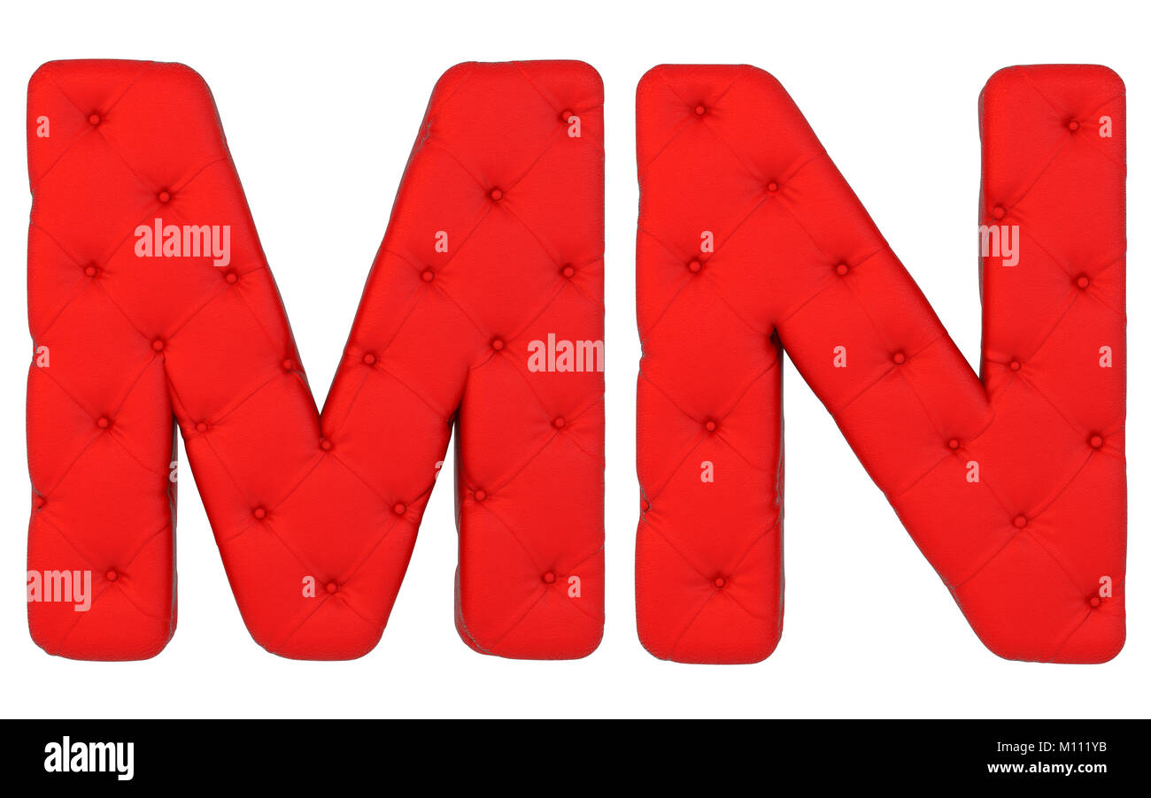 Luxury red leather font N M letters isolated on white Stock Photo - Alamy
