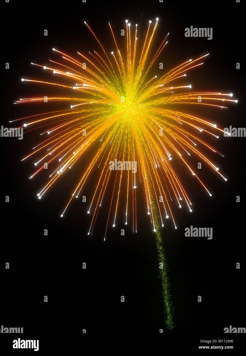 Festive orange fireworks at night over black background Stock Photo - Alamy