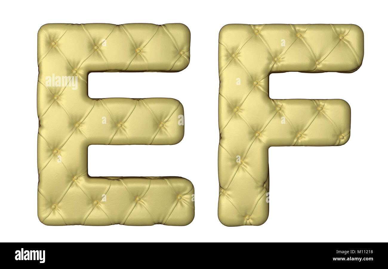 Luxury beige leather font E F letters isolated on white Stock Photo - Alamy