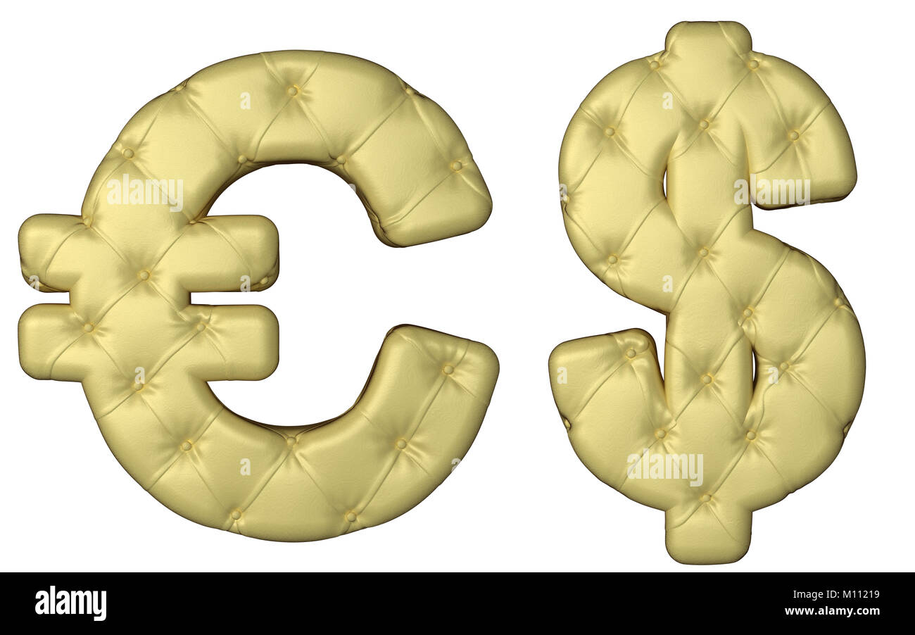 Luxury leather font euro and dollar symbols isolated over white Stock ...