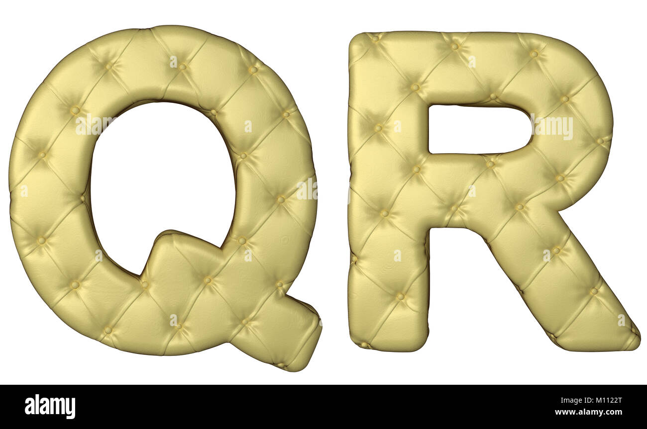 Luxury beige leather font Q R letters isolated on white Stock Photo - Alamy
