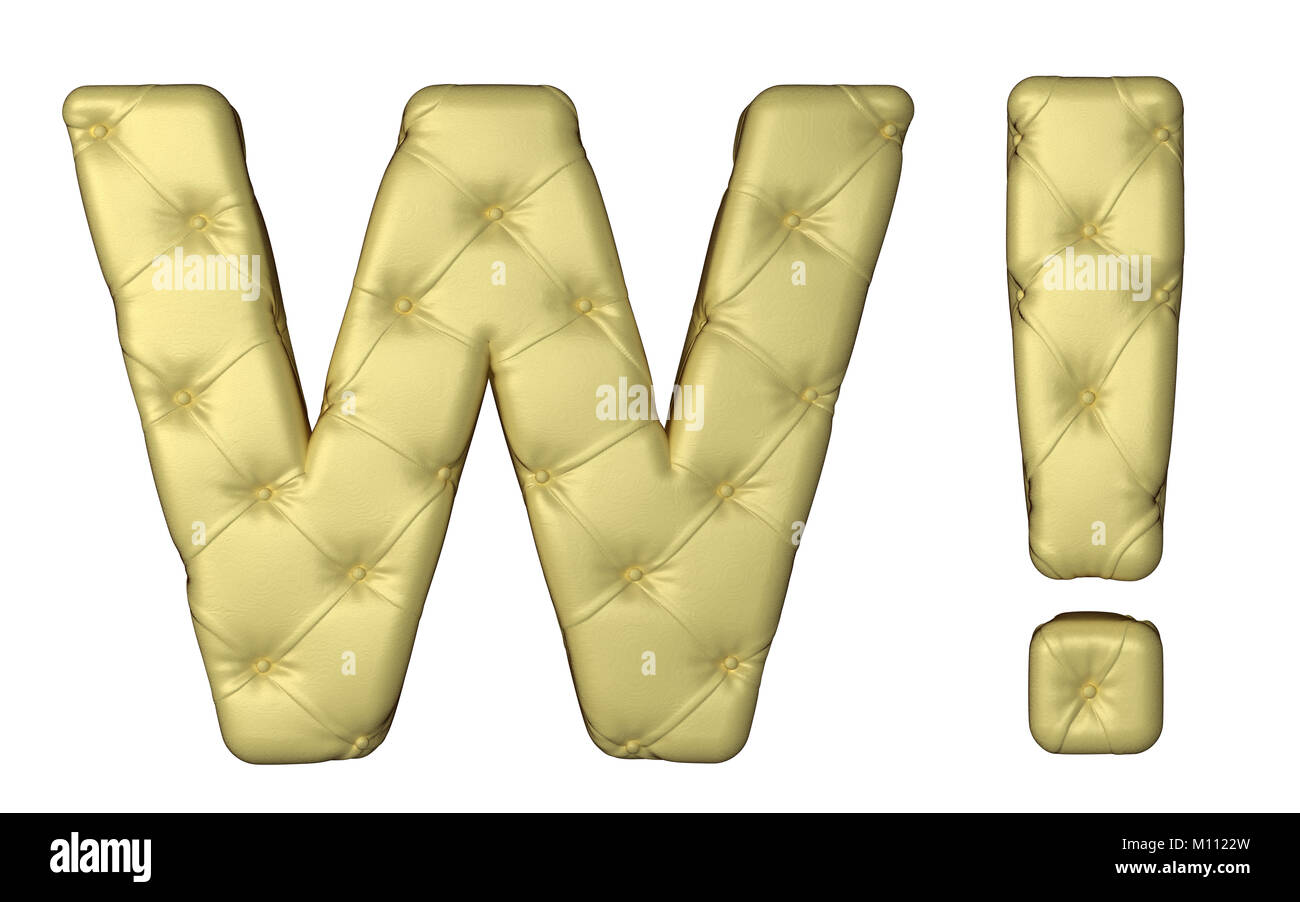 Luxury beige leather font W letter and Wow mark isolated on white Stock ...