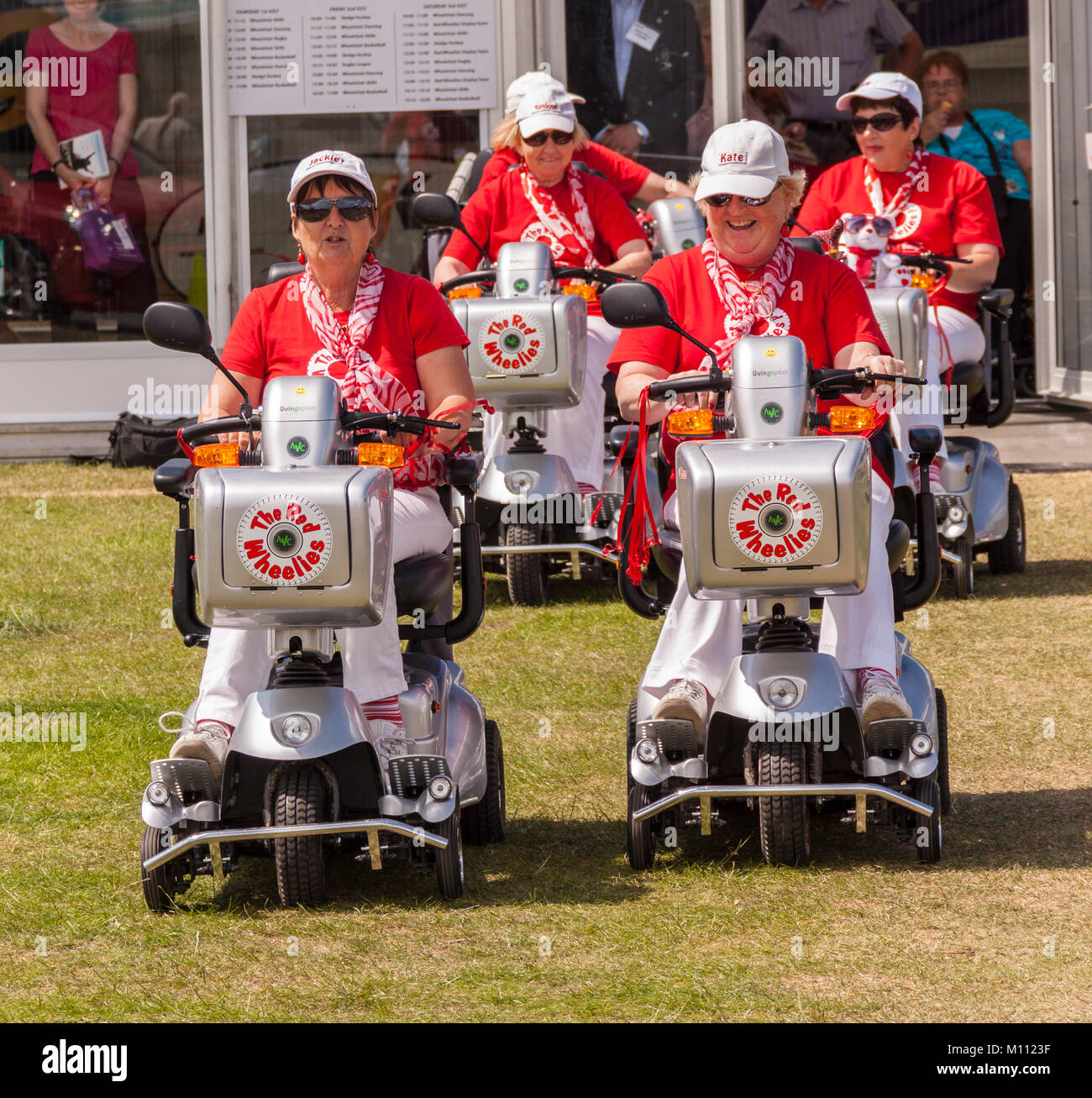 The Red Wheelies mobility scooter display team in action, 2010 Stock ...