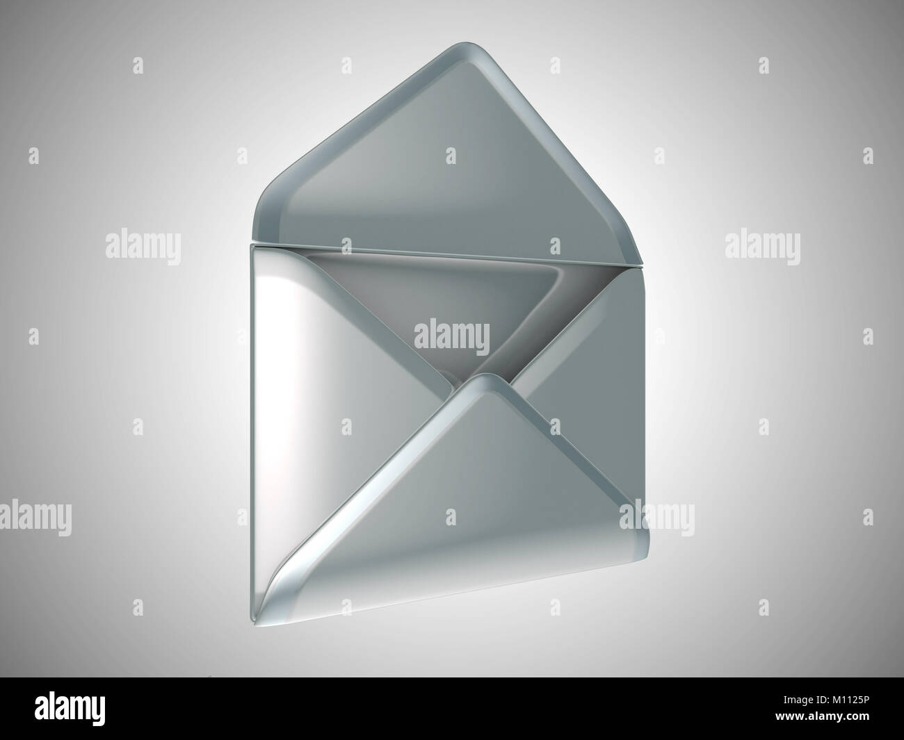 Mail and post: opened metallic envelope over grey background Stock ...