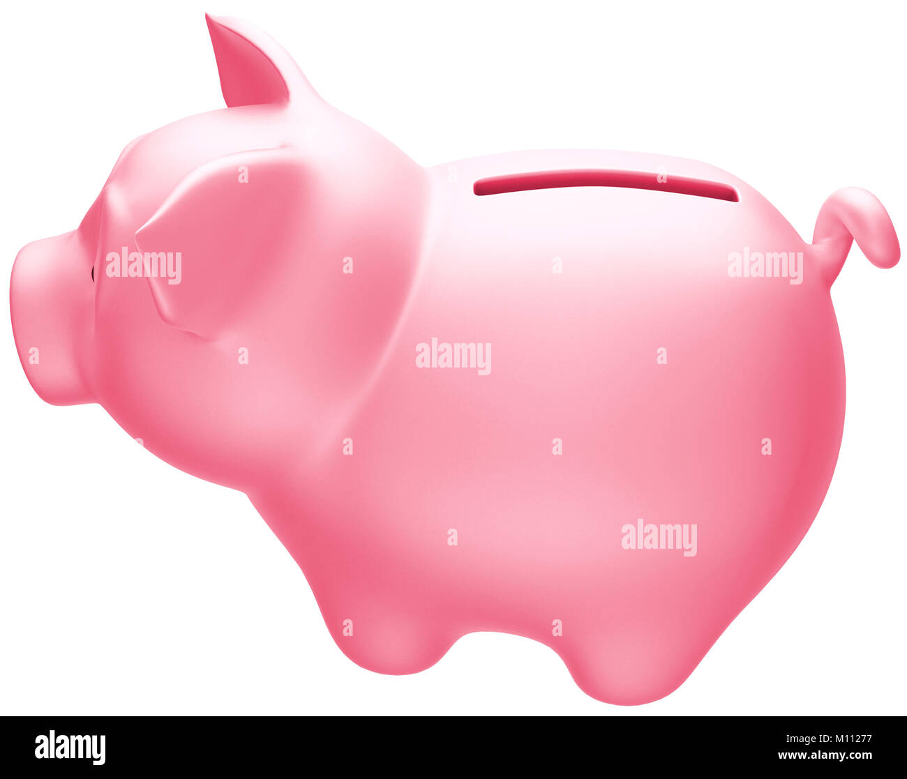 Pink piggy bank side view isolated over white Stock Photo - Alamy