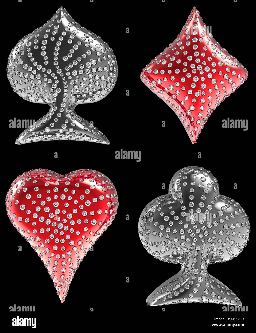 Card suits inlaid with diamonds over black Stock Photo - Alamy