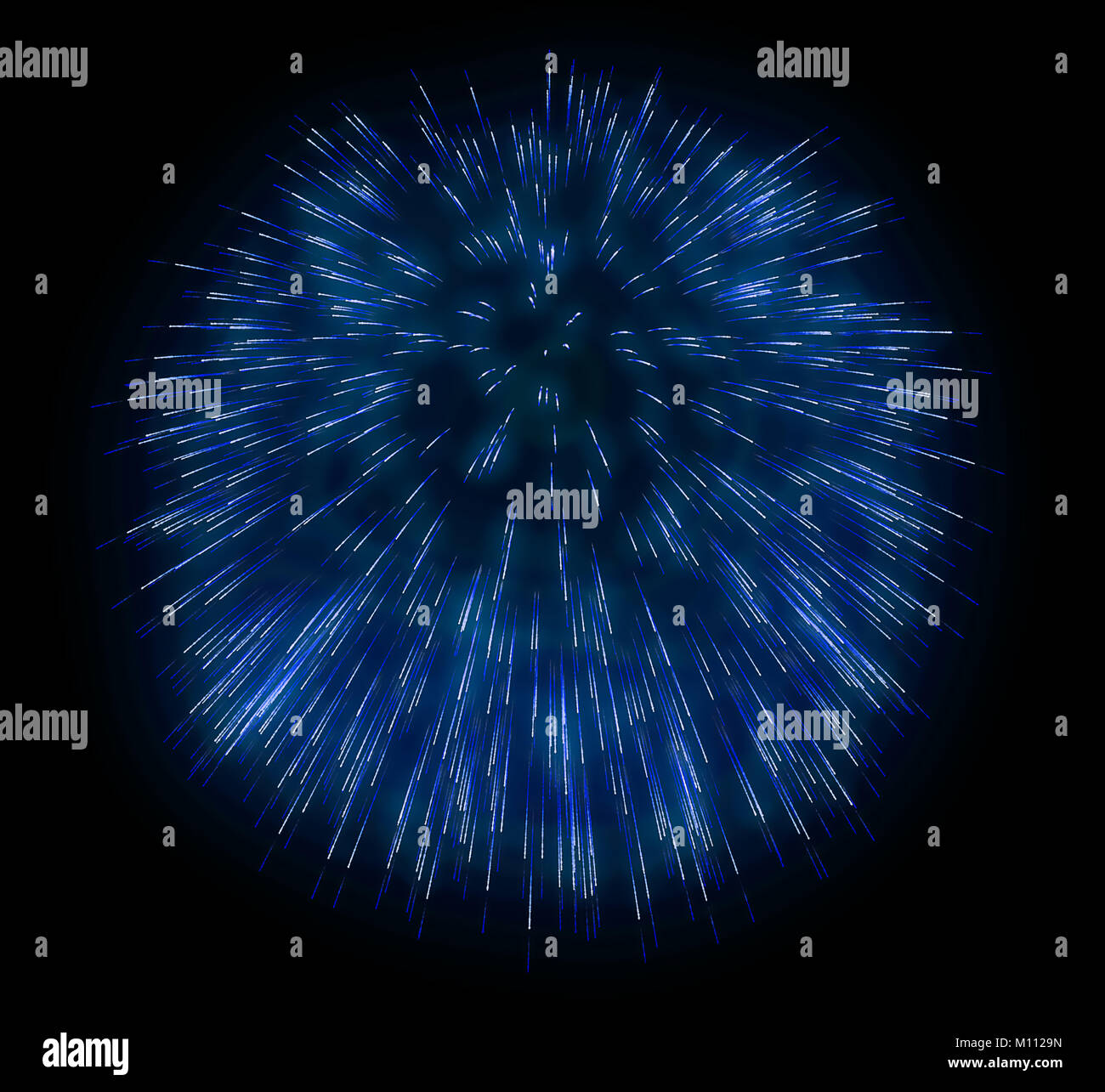 blue festive fireworks at night over black background Stock Photo - Alamy