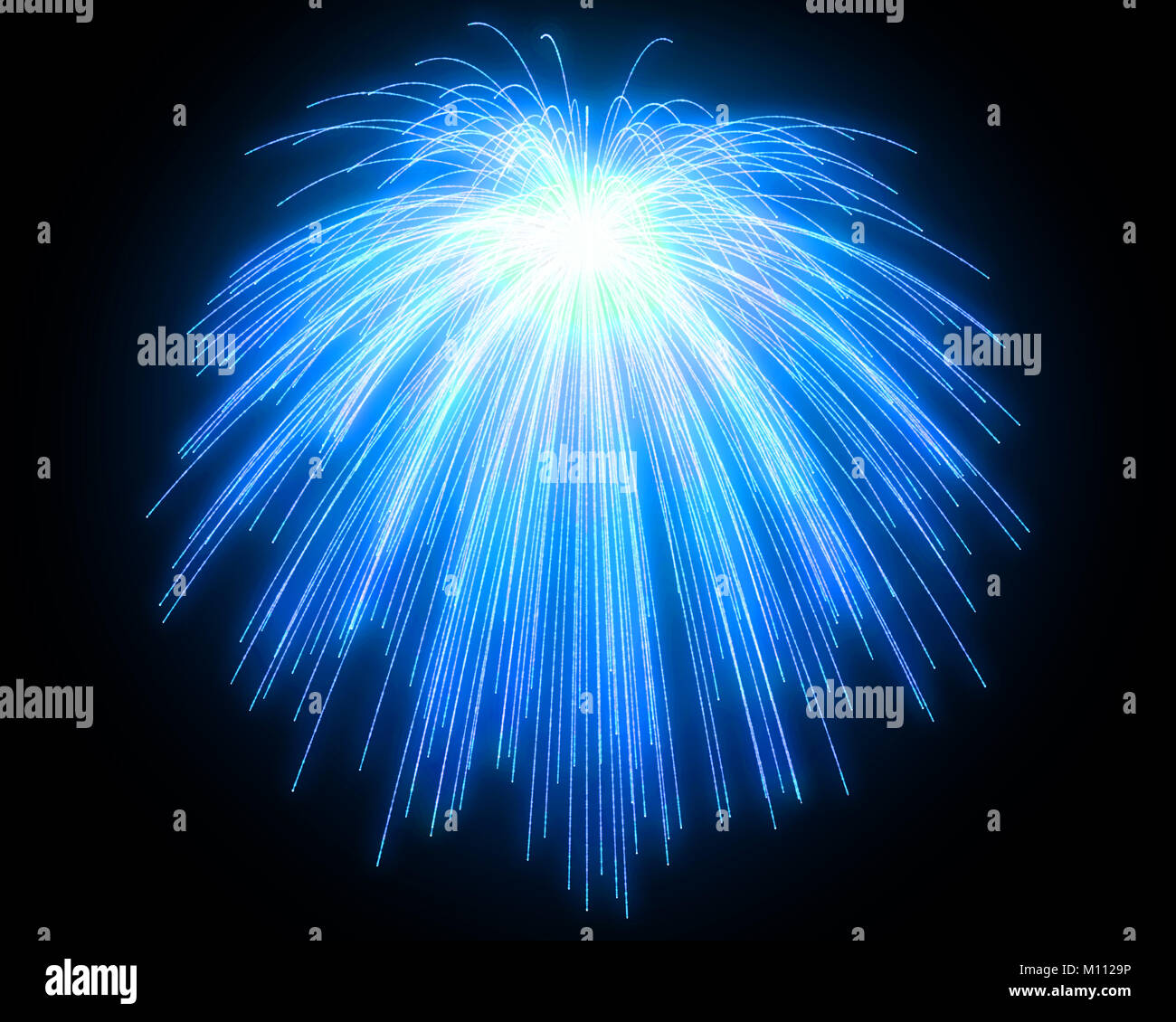 Celebration: blue fireworks at night over black background Stock Photo ...