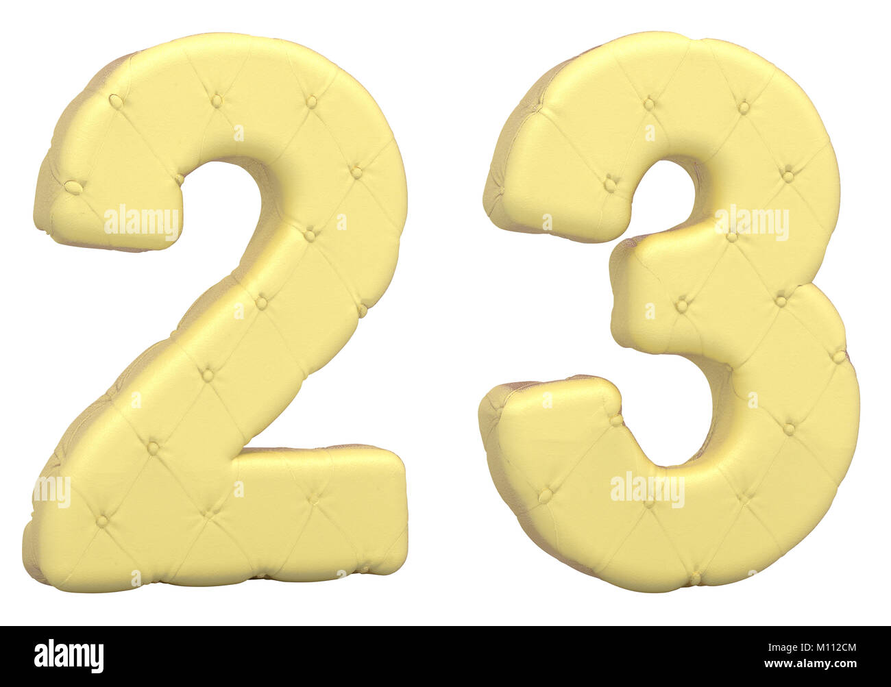Luxury soft leather font 2 3 digits isolated over white Stock Photo - Alamy