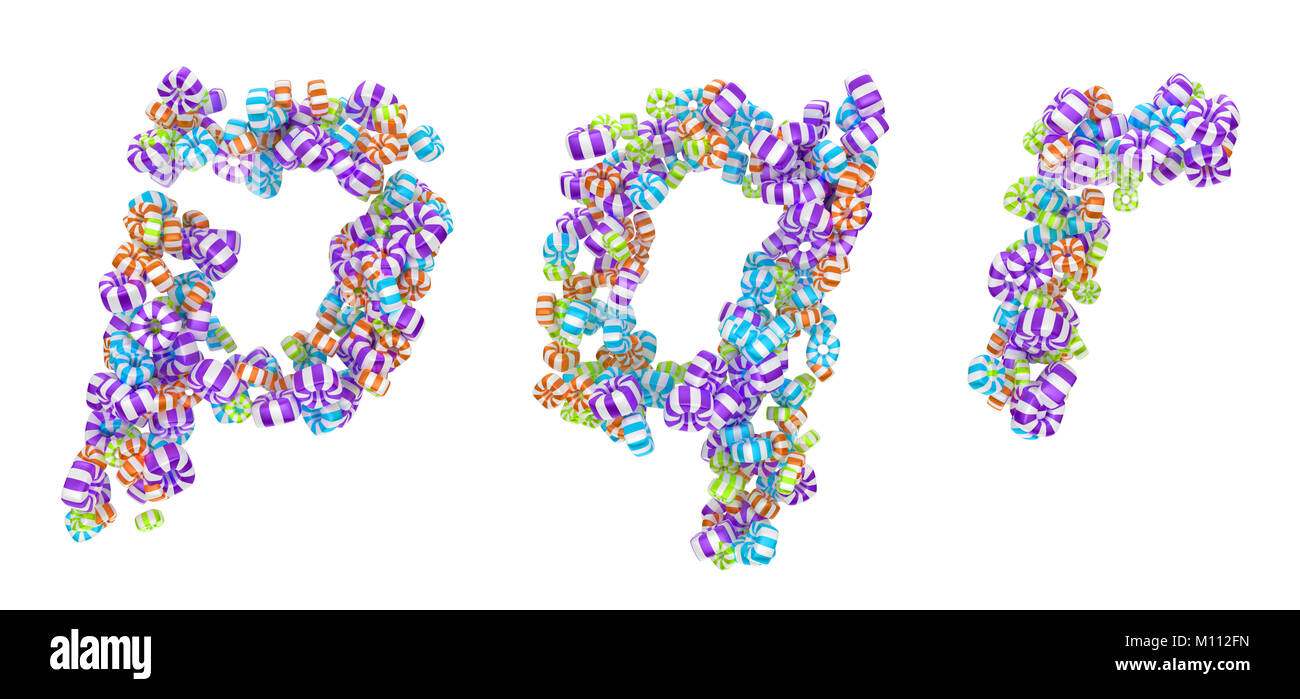 Sweet candy font P Q R letters isolated over white Stock Photo - Alamy