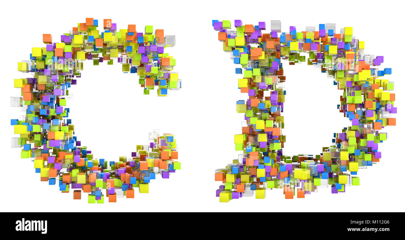 Abstract cubes font C and D letters isolated over white Stock Photo - Alamy