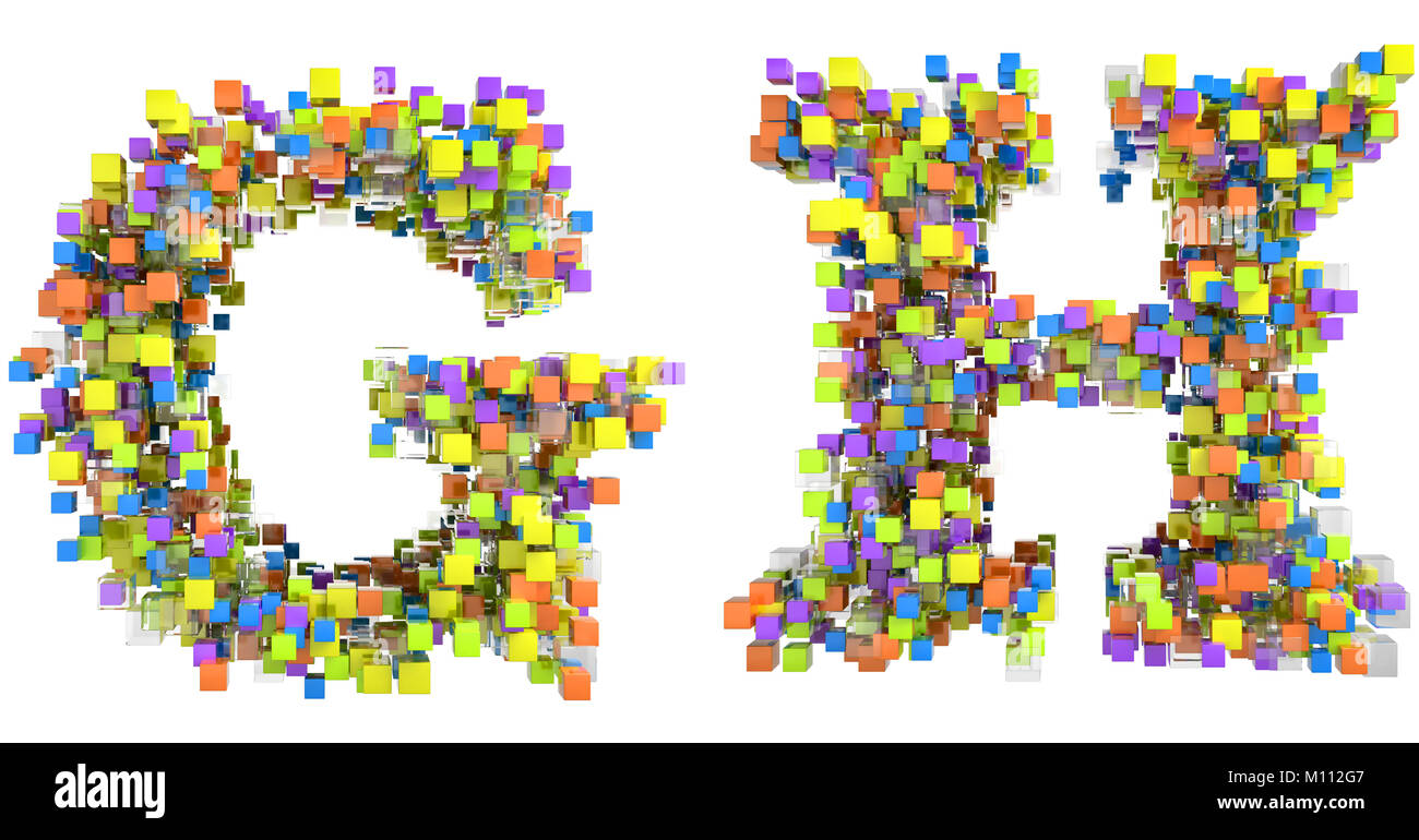 Abstract cubes font G and H letters isolated over white Stock Photo - Alamy