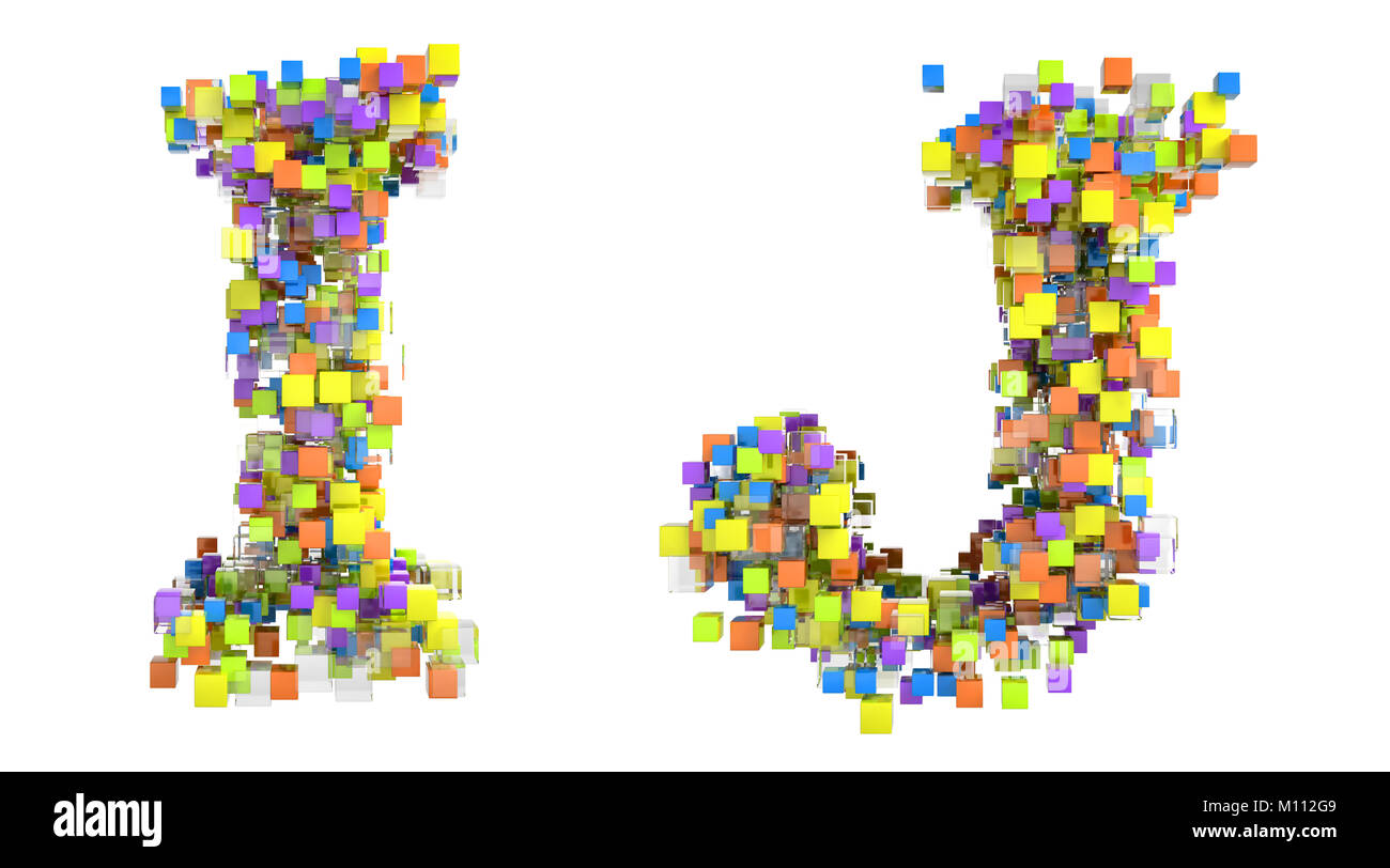 Abstract cubes font I and J letters isolated over white Stock Photo - Alamy