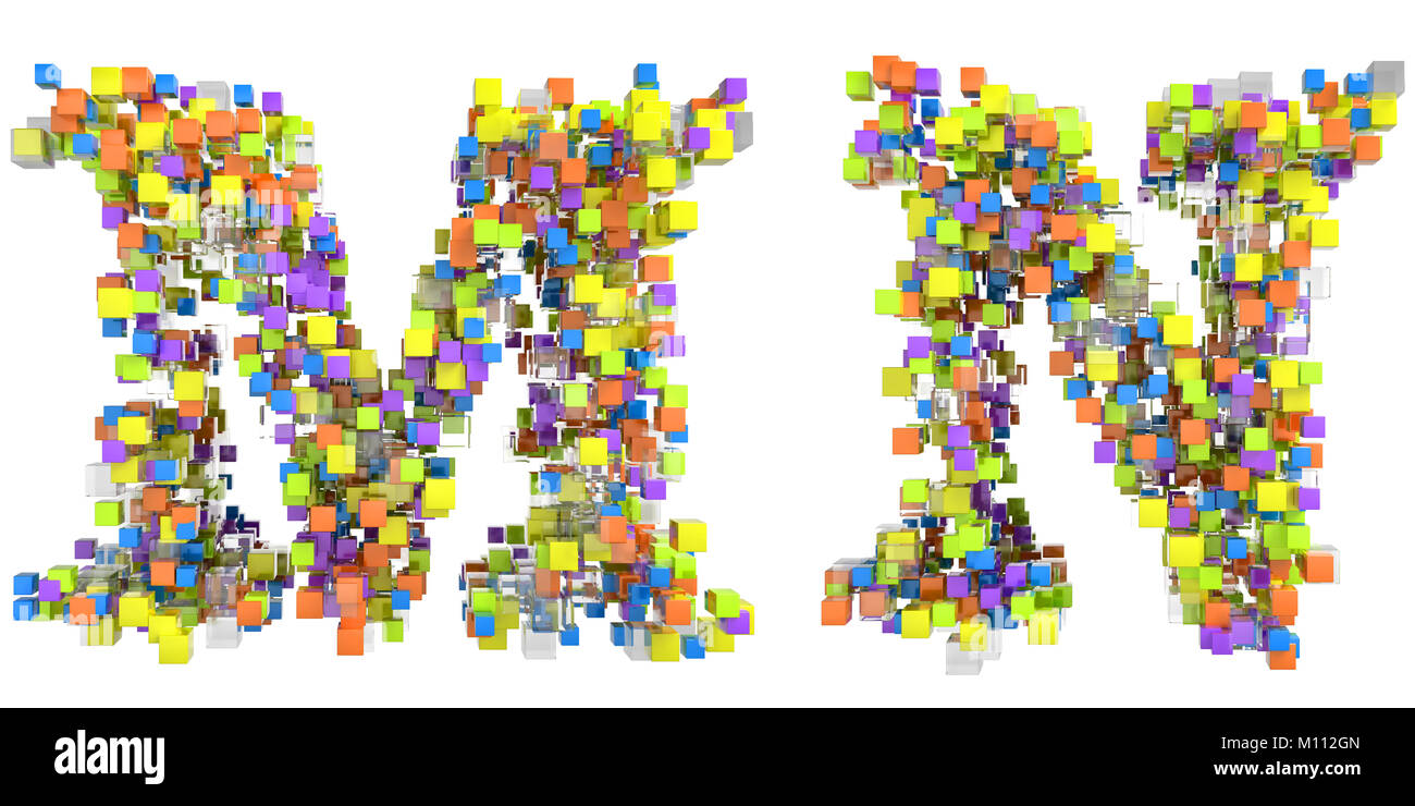 Abstract cubic font M and N letters isolated over white Stock Photo - Alamy