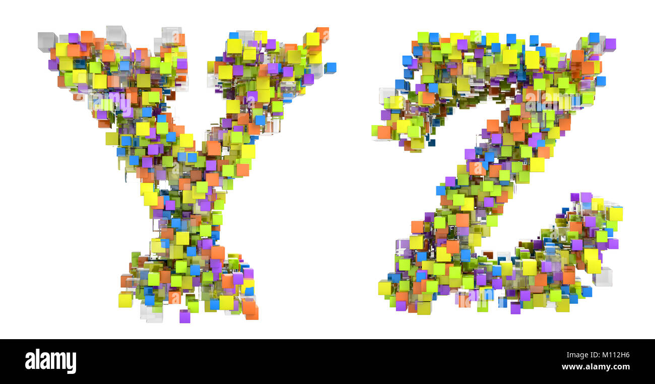 Abstract cubic font Y and Z letters isolated over white Stock Photo - Alamy