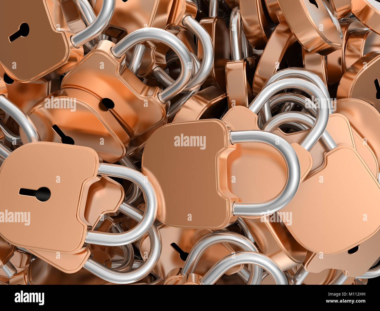 Close-up of locked brass padlocks. Large resolution Stock Photo - Alamy