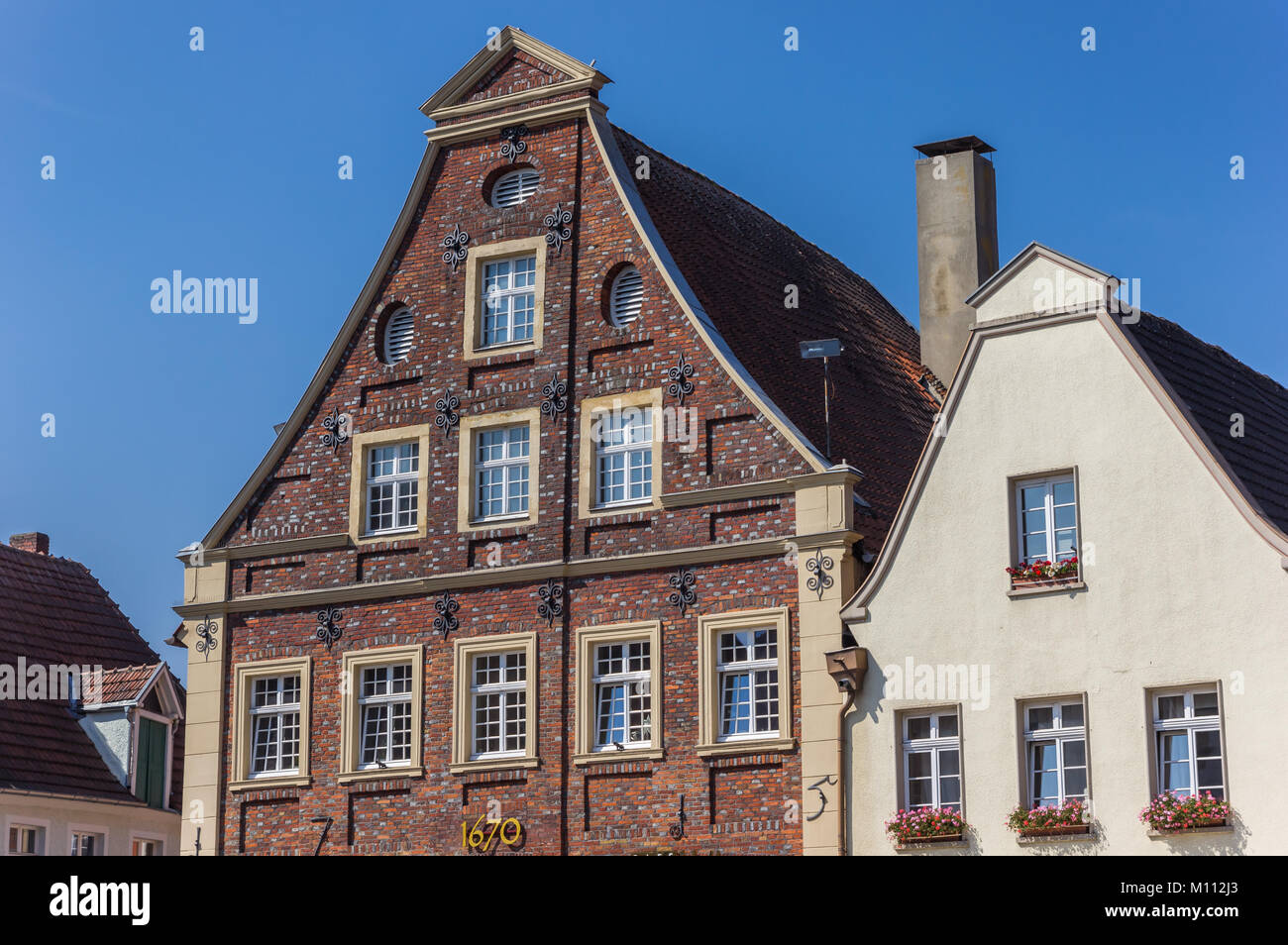 Historic facades at the market square of Warendorf, Germany Stock Photo ...