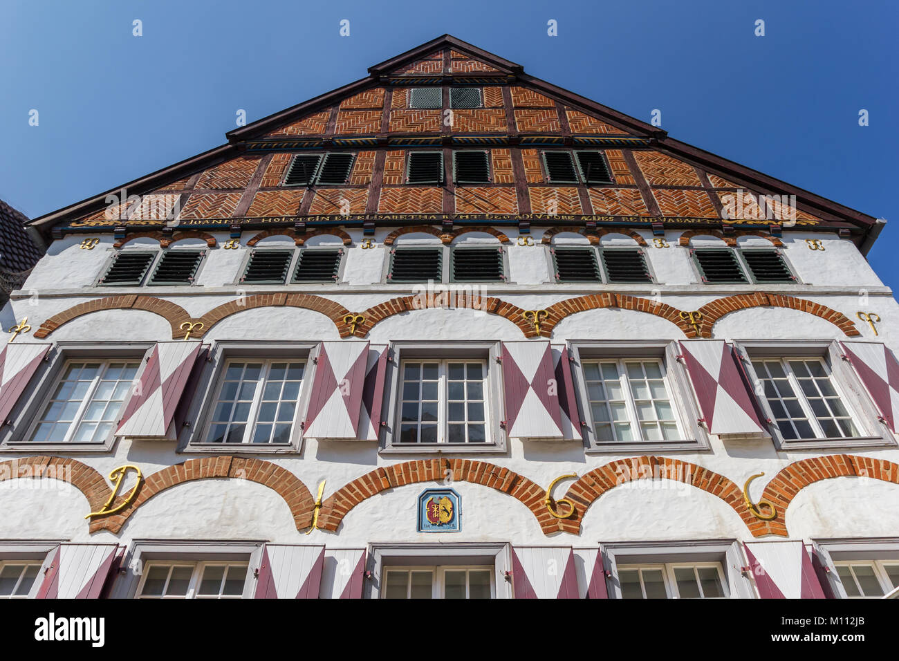Decorated facade of an old building in Warendorf, Germany Stock Photo ...