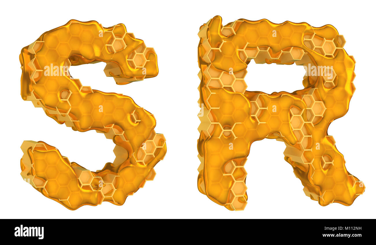 Honey font R and S letters isolated over white Stock Photo - Alamy