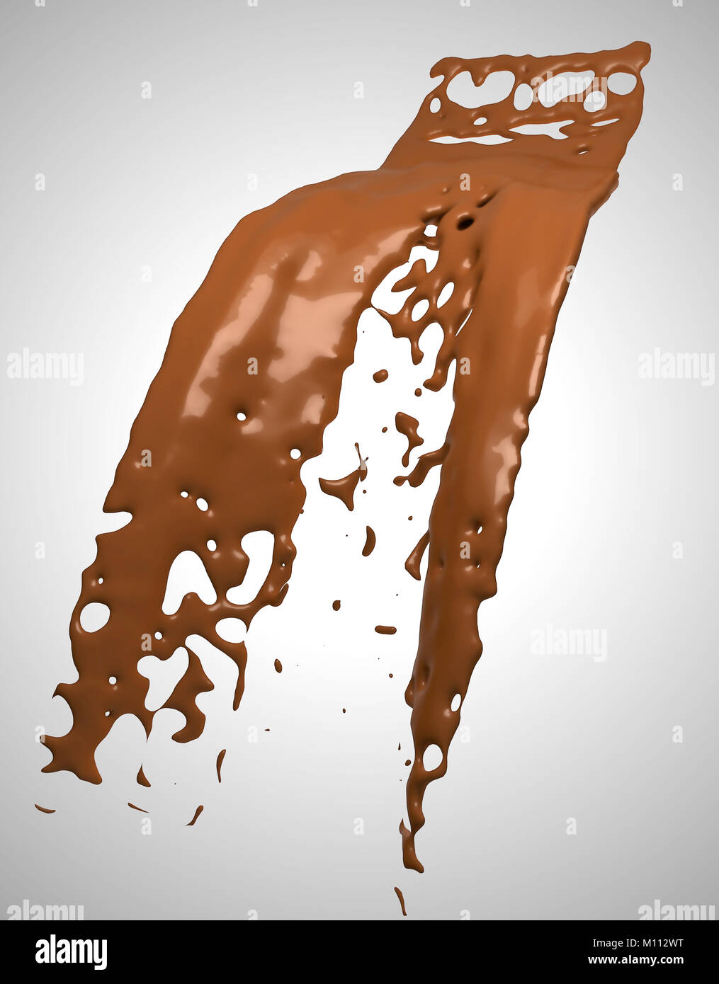 Melted milk chocolate flow. Large resolution over grey background Stock ...