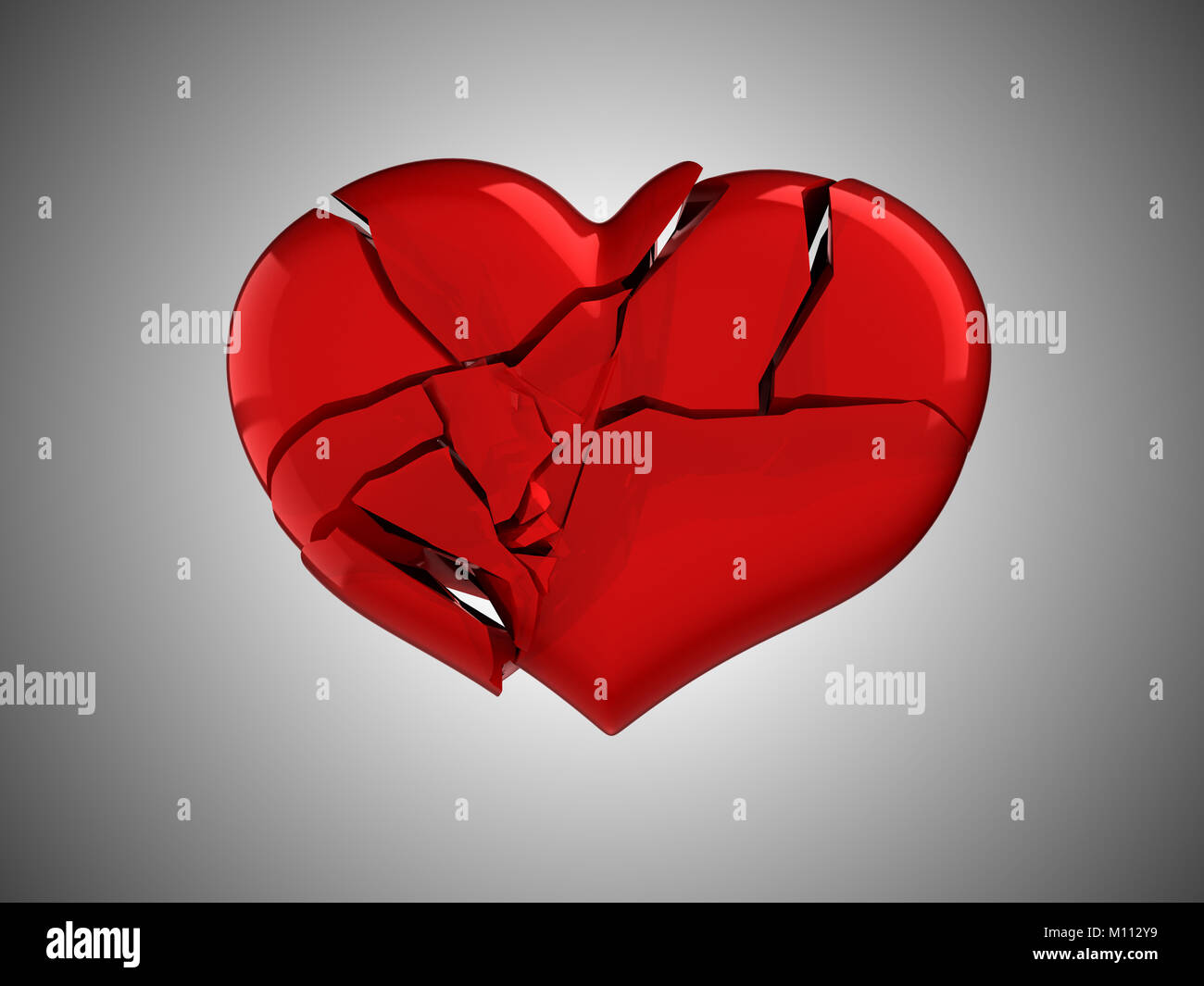 Death and illness. Red Broken Heart over grey background Stock Photo ...